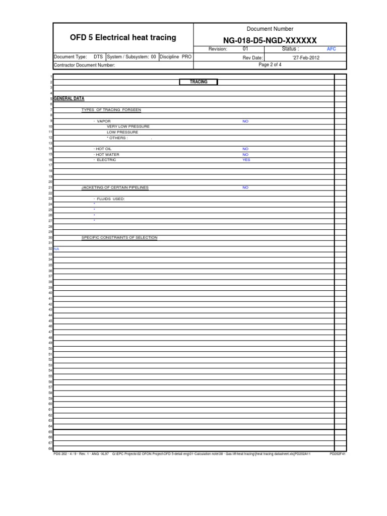 Heat Tracing Datasheet | PDF | Temperature | Pressure