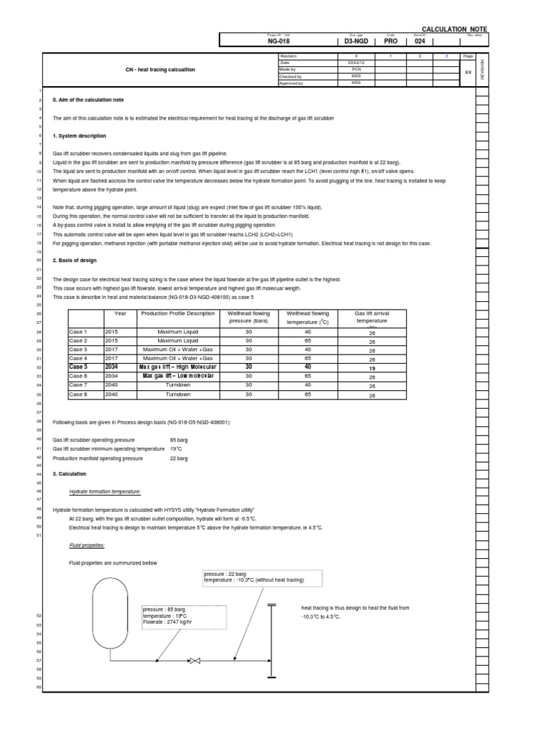 CN - Heat Tracing Calcualtion: Calculation Note D3-NGD PRO 024 NG-018 ...