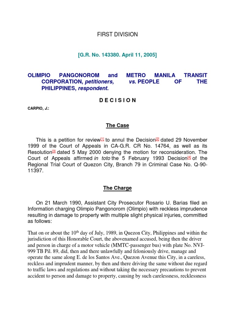 Reckless Imprudence Case Review | PDF | Judgment (Law) | Negligence