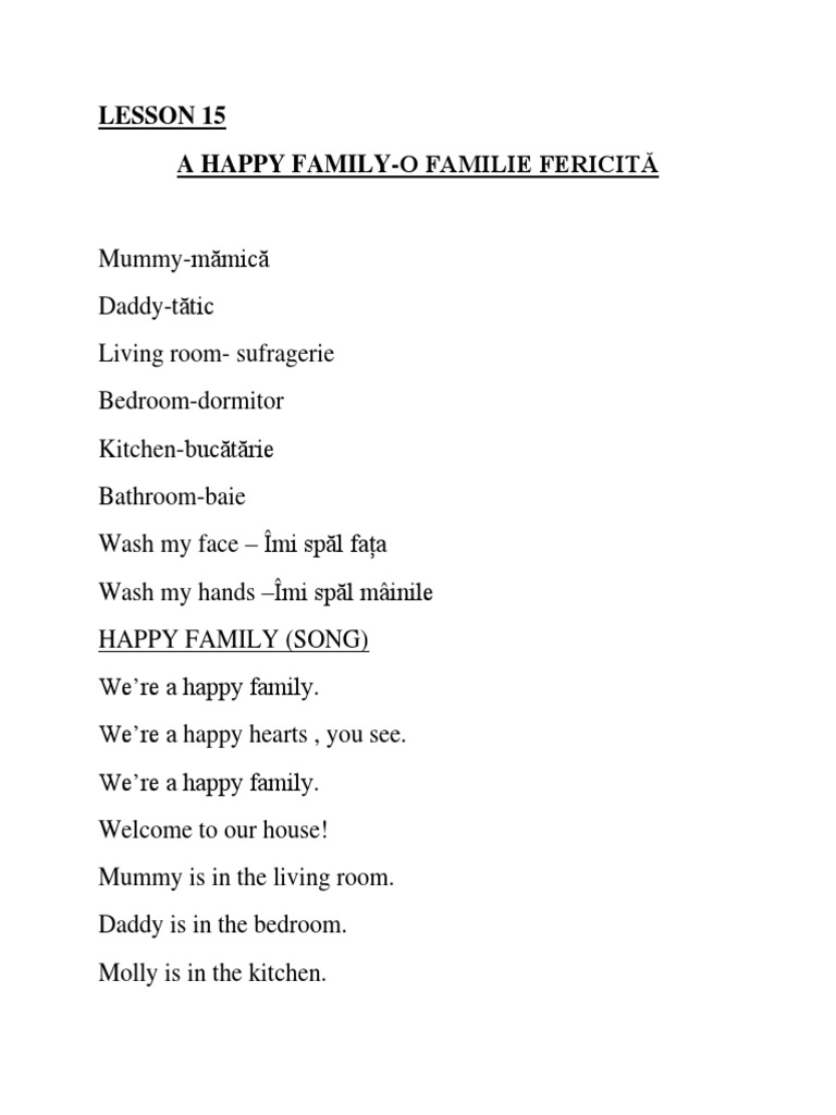 LESSON 15 - A Happy Family | PDF