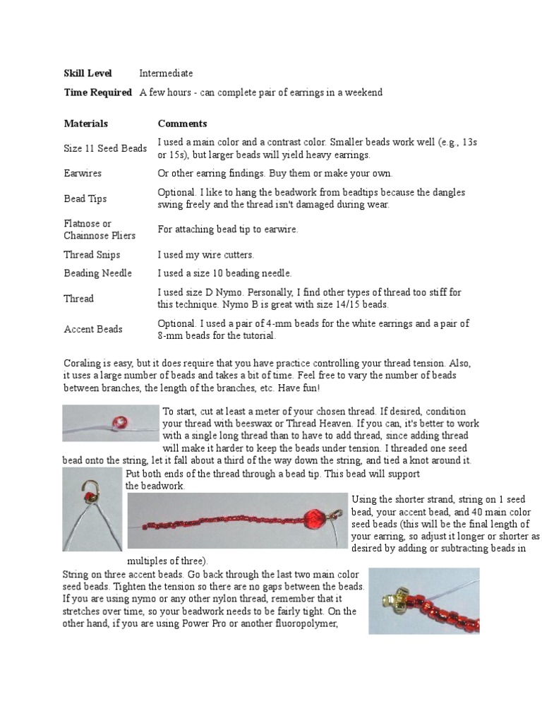 Coraling Technique | PDF | Beadwork | Bead