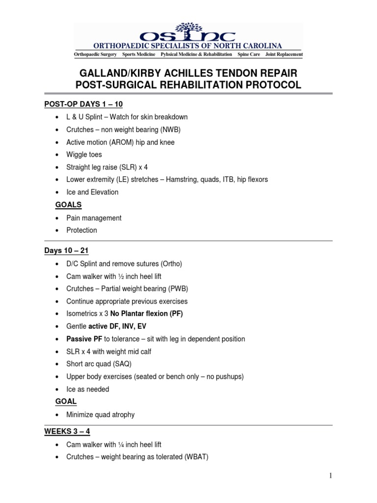 Achilles Tendon Repair Rehab Protocol | PDF | Running | Anatomical ...