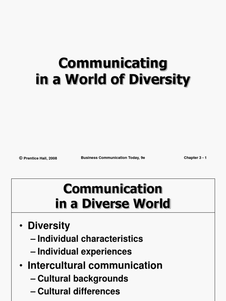 Communicating in A World of Diversity: Prentice Hall, 2008 Business ...