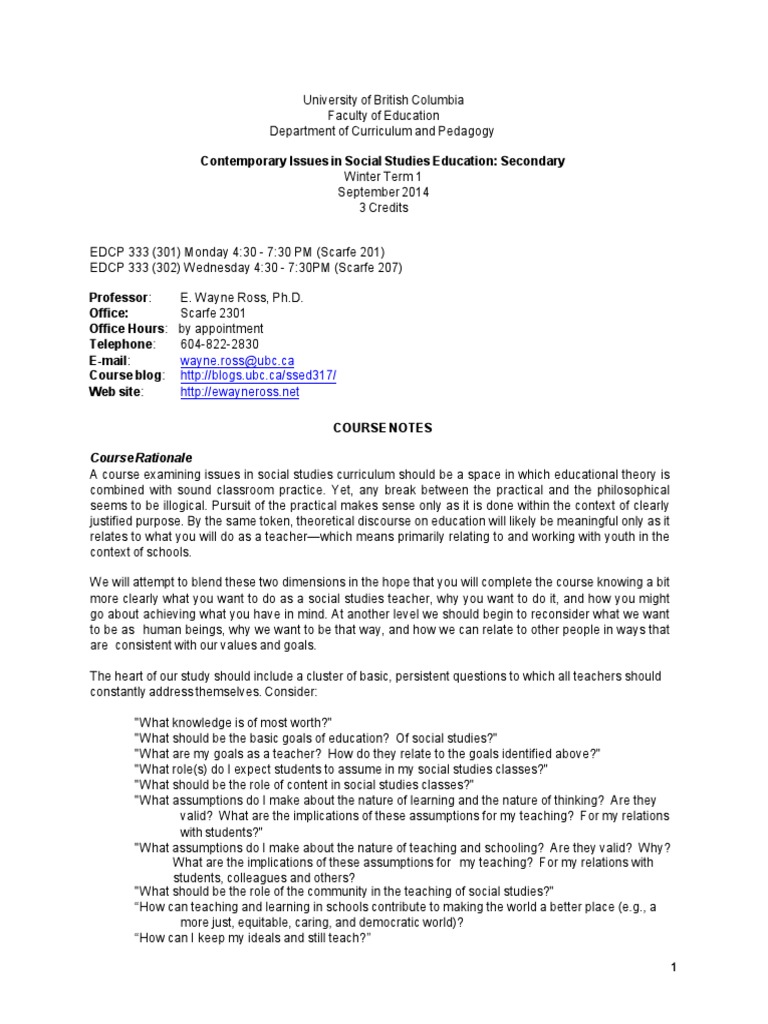 Contemporary Issues in Social Studies | PDF | Pedagogy | Teachers