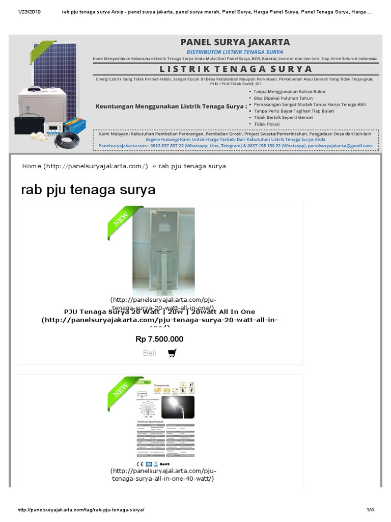 PJU Tenaga Surya 20 Watt - 20w - 20watt All in One One/) | PDF