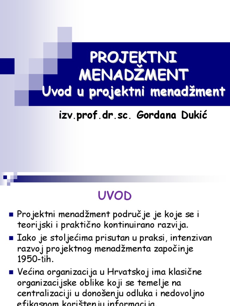 1 Uvod U Projektni Menadžment | PDF