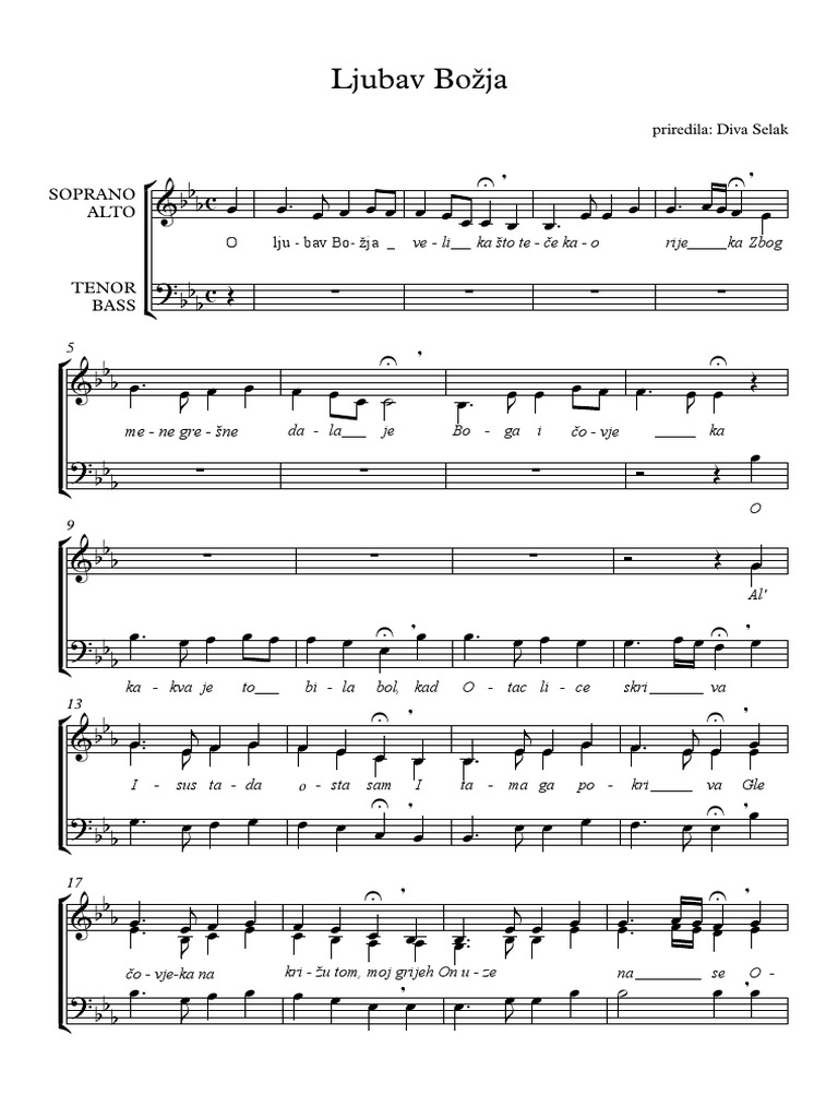 Ljubav Božja Pjesma Note PDF | PDF