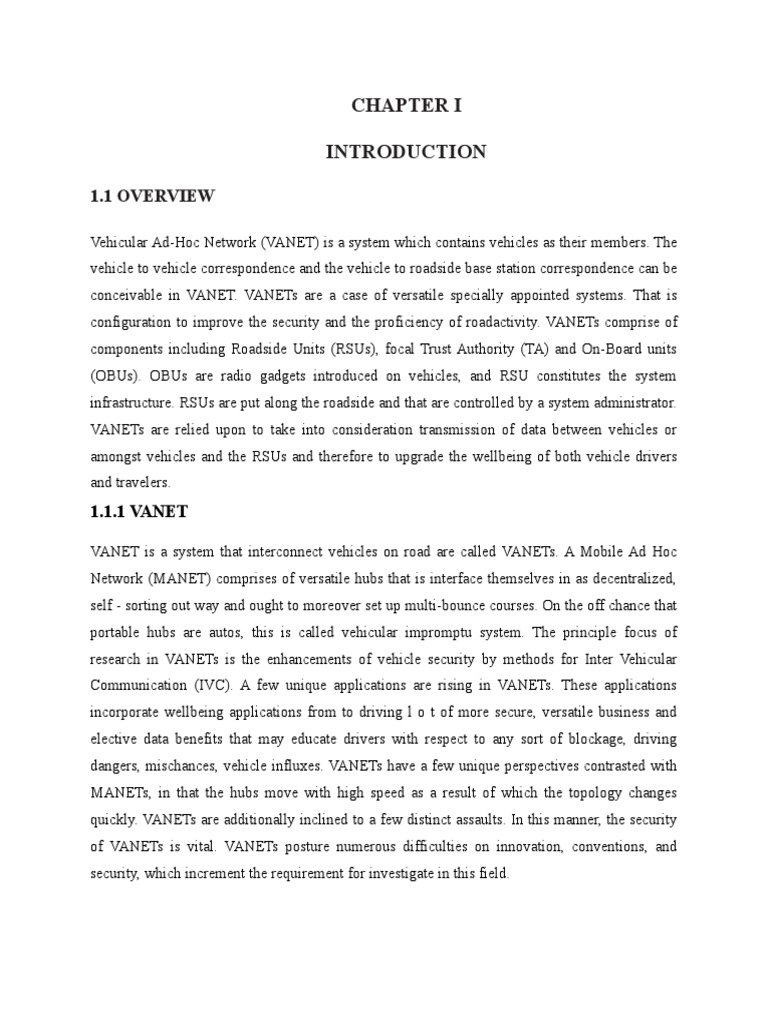 VANET Introduction and Overview | PDF | Networks | Information And ...