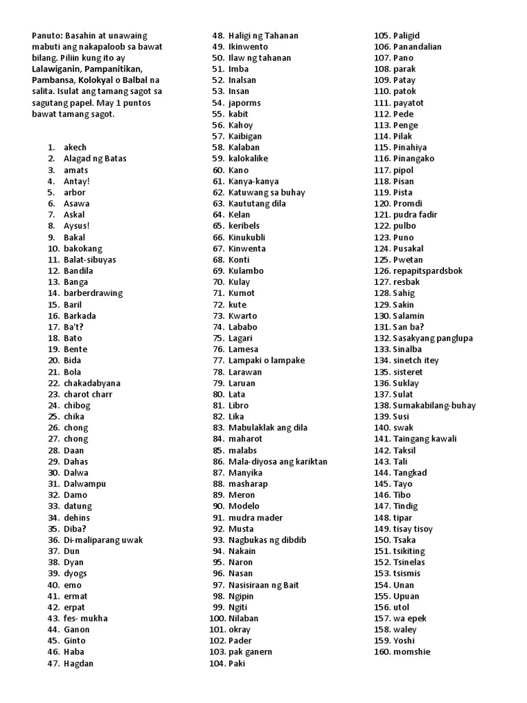 Salitang Balbal | PDF