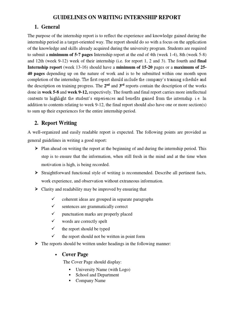 Internship Report Writing Guidelines | PDF | Internship | Job Hunting