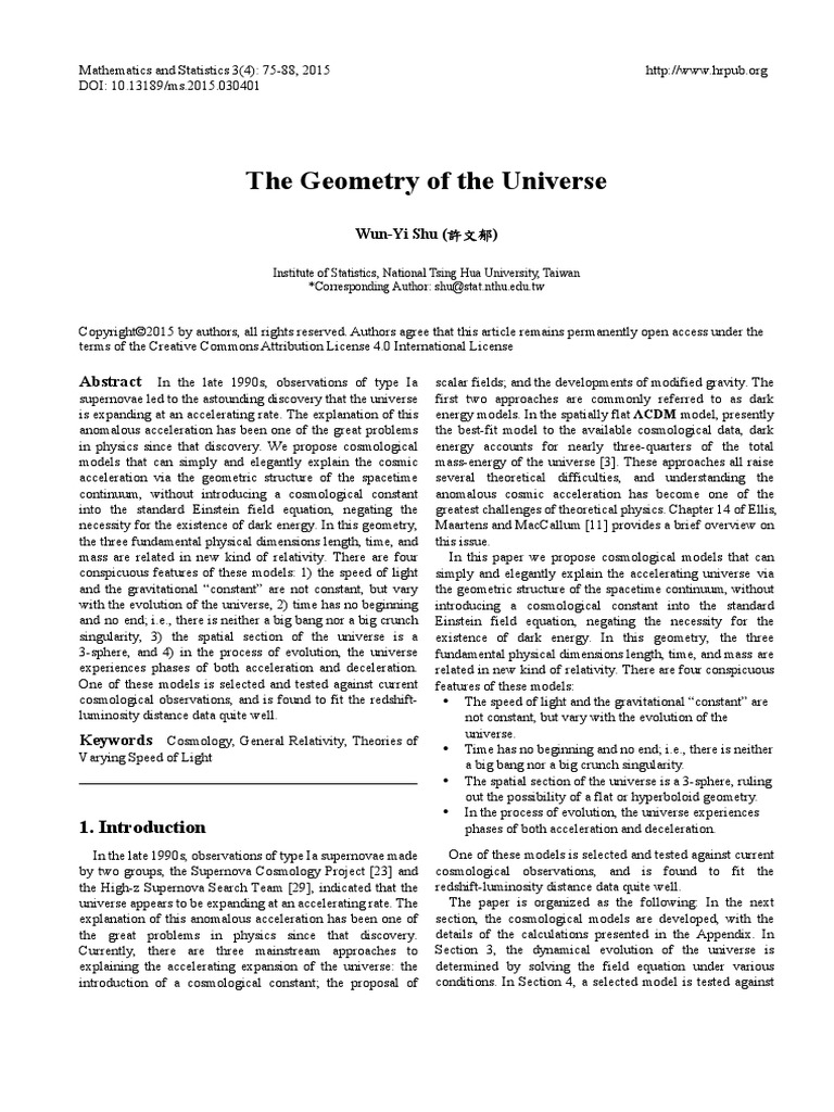 Geometry of The Universe | PDF | General Relativity | Universe