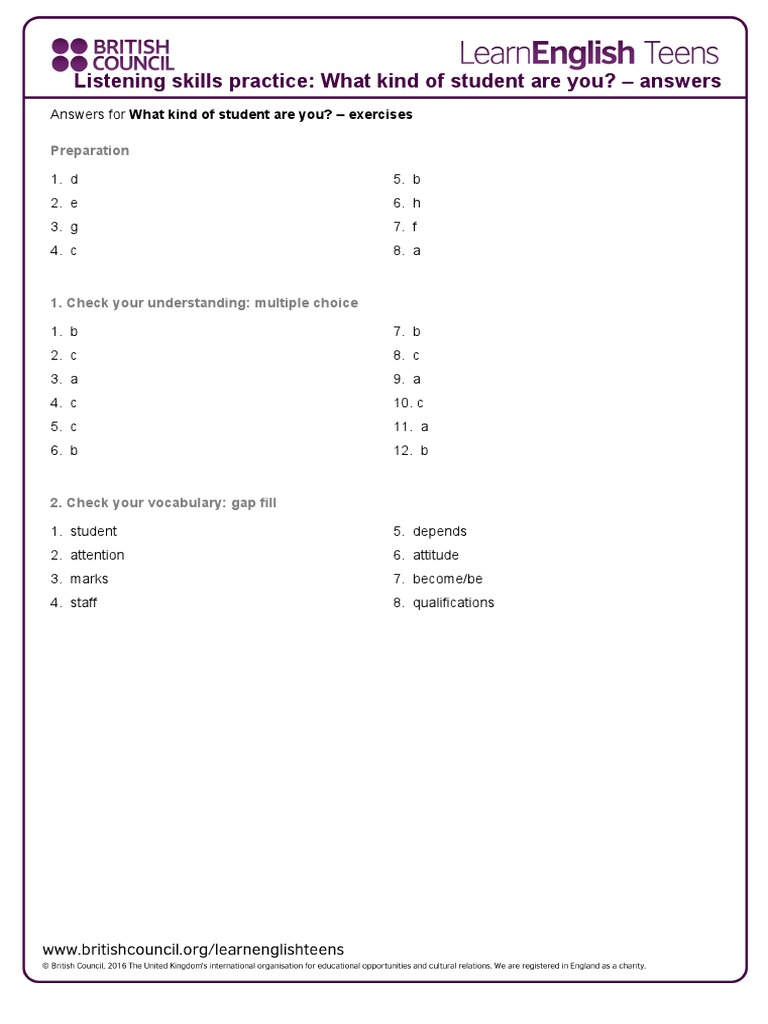 FCE Practice Tests Answer Key | PDF