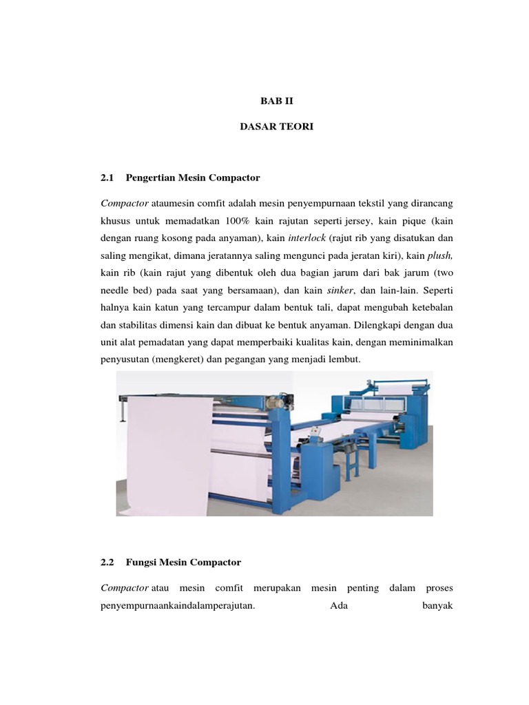 Penjelasan Mengenai Mesin Compactor Tekstil | PDF