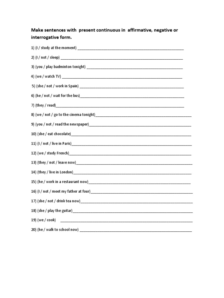 Exercise in Present Continuous | PDF