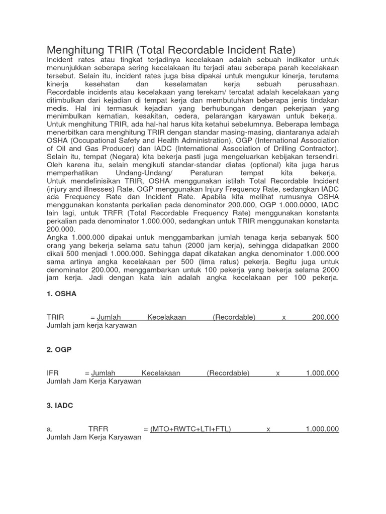 Menghitung TRIR | PDF