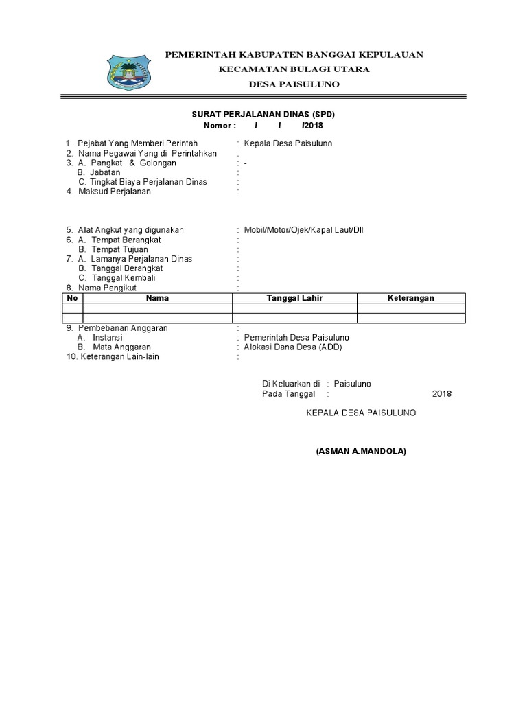 SPPD Ketua BPD | PDF