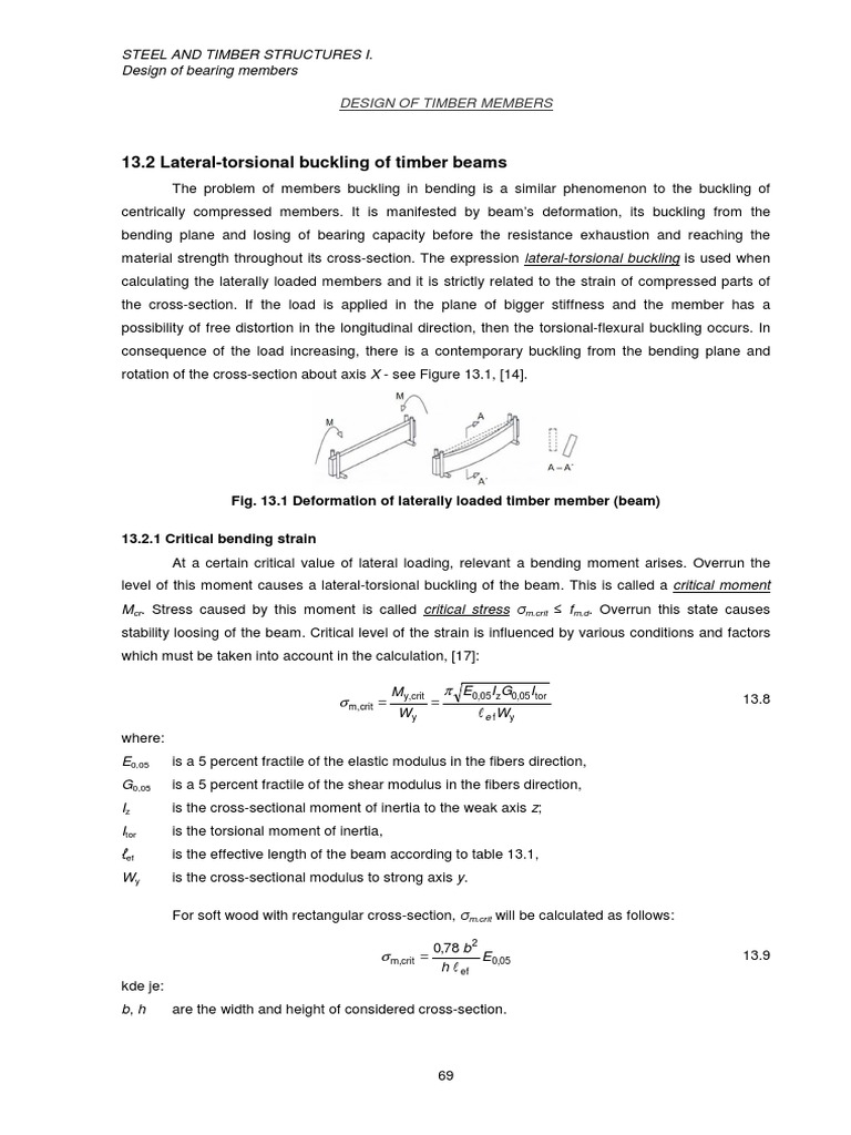 13.2 Lateral-Torsional Buckling of Timber Beams: Steel and Timber ...