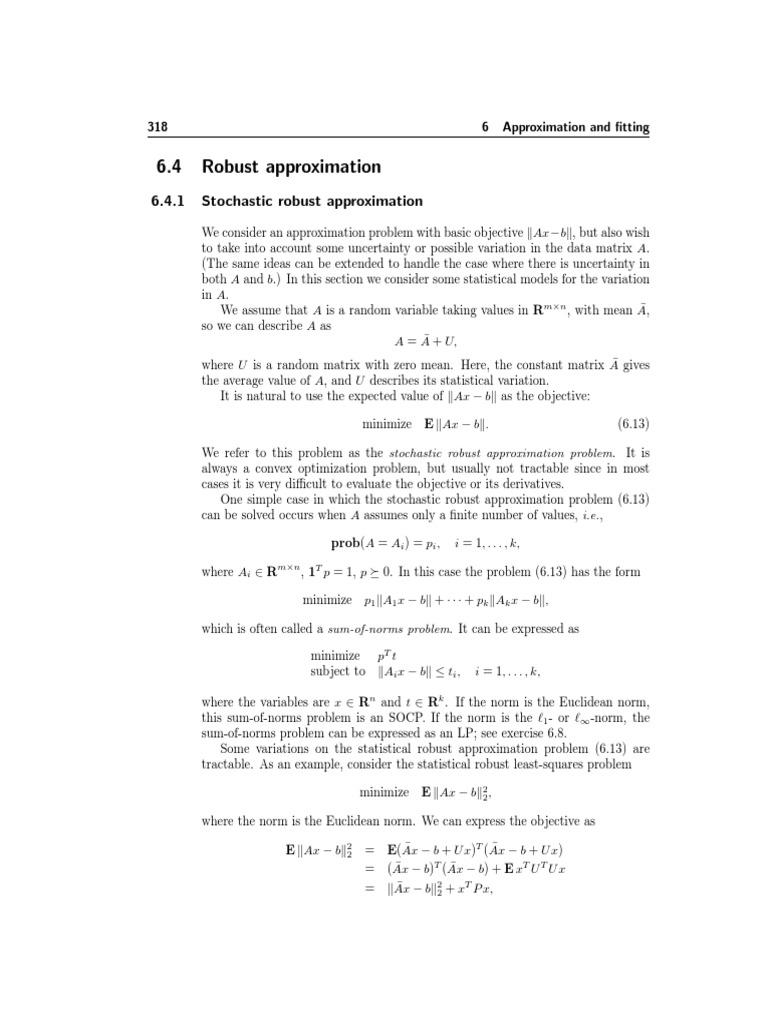 6.4.1 Stochastic Robust Approximation | PDF | Least Squares | Mathematical Optimization
