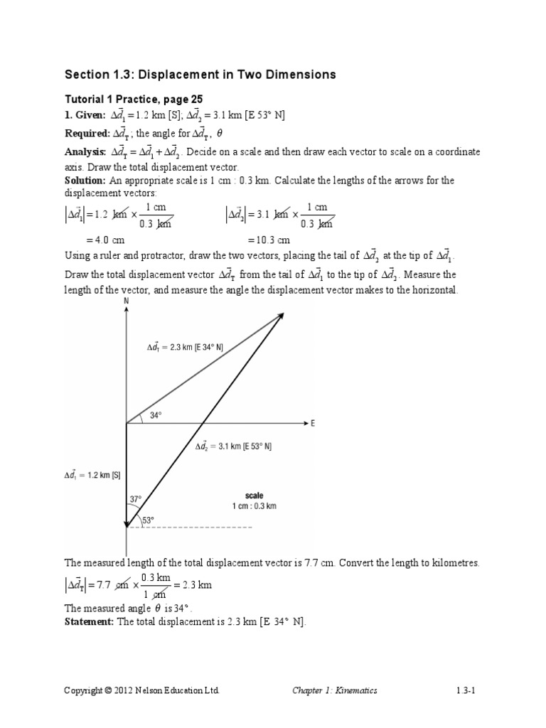 Physics 12 (Nelson) - Section 1.3 Solution | PDF | Trigonometric ...
