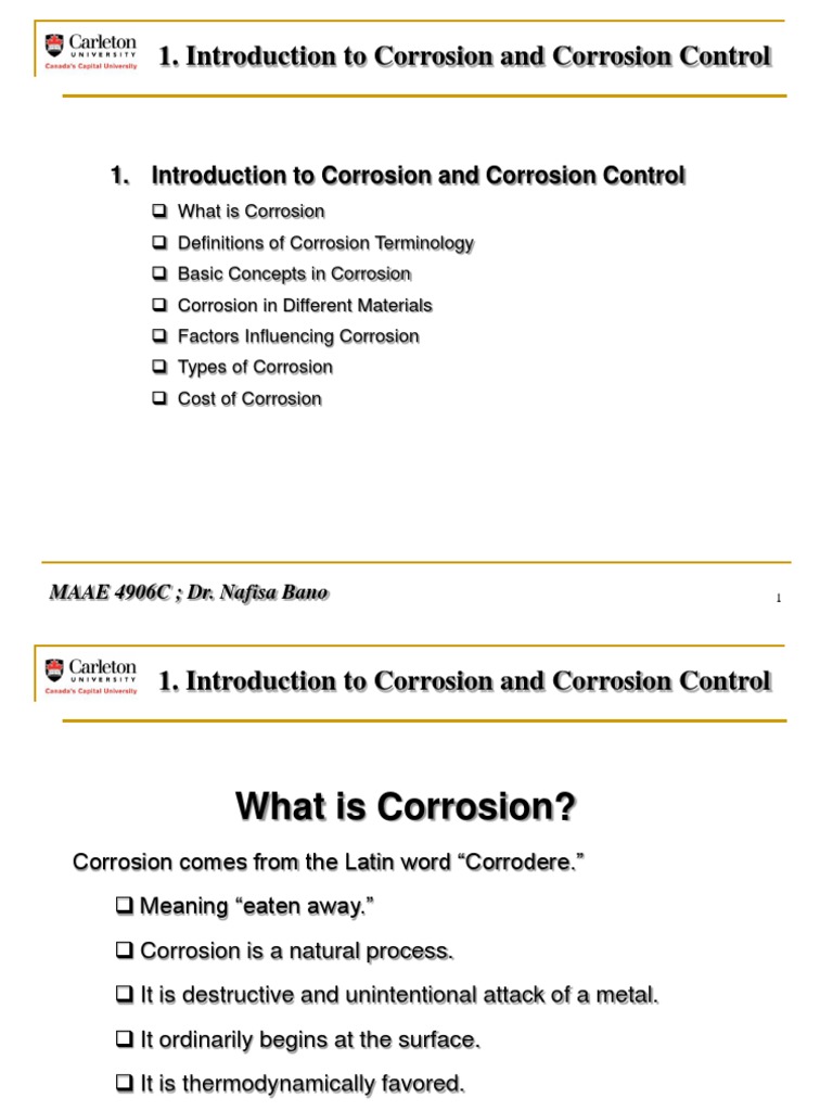 Chapter 1 Introduction To Corrosion | PDF | Corrosion | Electrochemistry