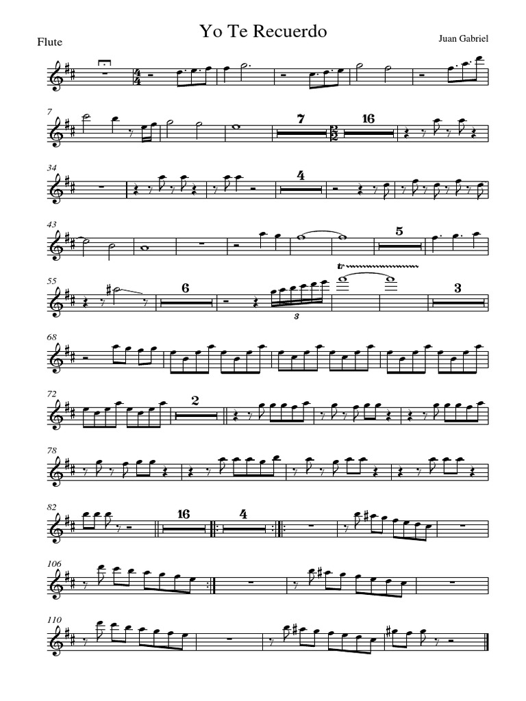 Yo Te Recuerdo: Flute | PDF