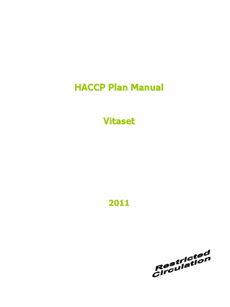 Haccp - Plan - Final Vitaset 11 2012 | PDF | Hazard Analysis And ...