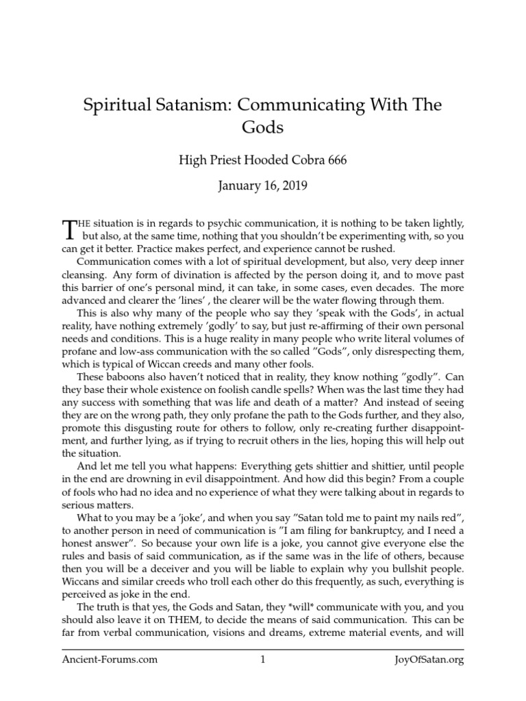Spiritual Satanism Communicating With The Gods | PDF | Mind | Soul