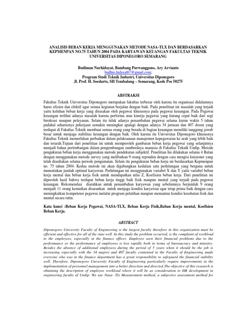 Analisis Beban Kerja Menggunakan Metode | PDF