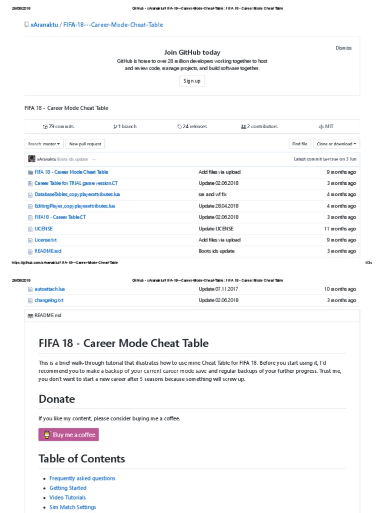 GitHub XAranaktu - FIFA 18 Career Mode Cheat Table - FIFA 18 Career Mode Cheat Table | Download ...