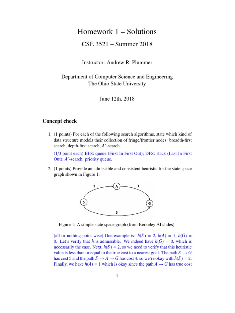 Cse3521 Hw1 Solutions | PDF | Mathematical Logic | Cognitive Science