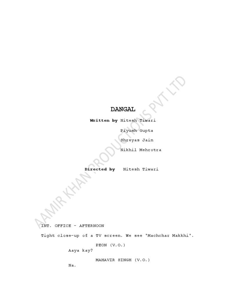 Dangal Movie Script Film Companion PDF | PDF | Sports