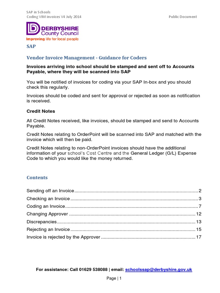 Guidance for Coding and Approving Vendor Invoices in the SAP System ...