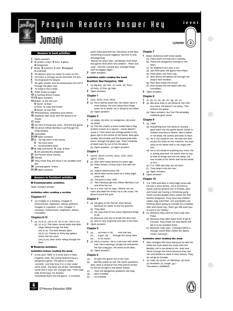 Jumanji: Penguin Readers Answer Key | PDF | Leisure