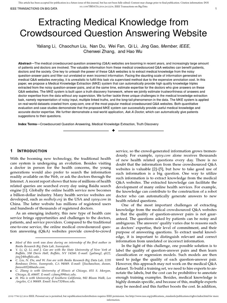 Medical Knowledge Extraction | PDF | Expert | Crowdsourcing