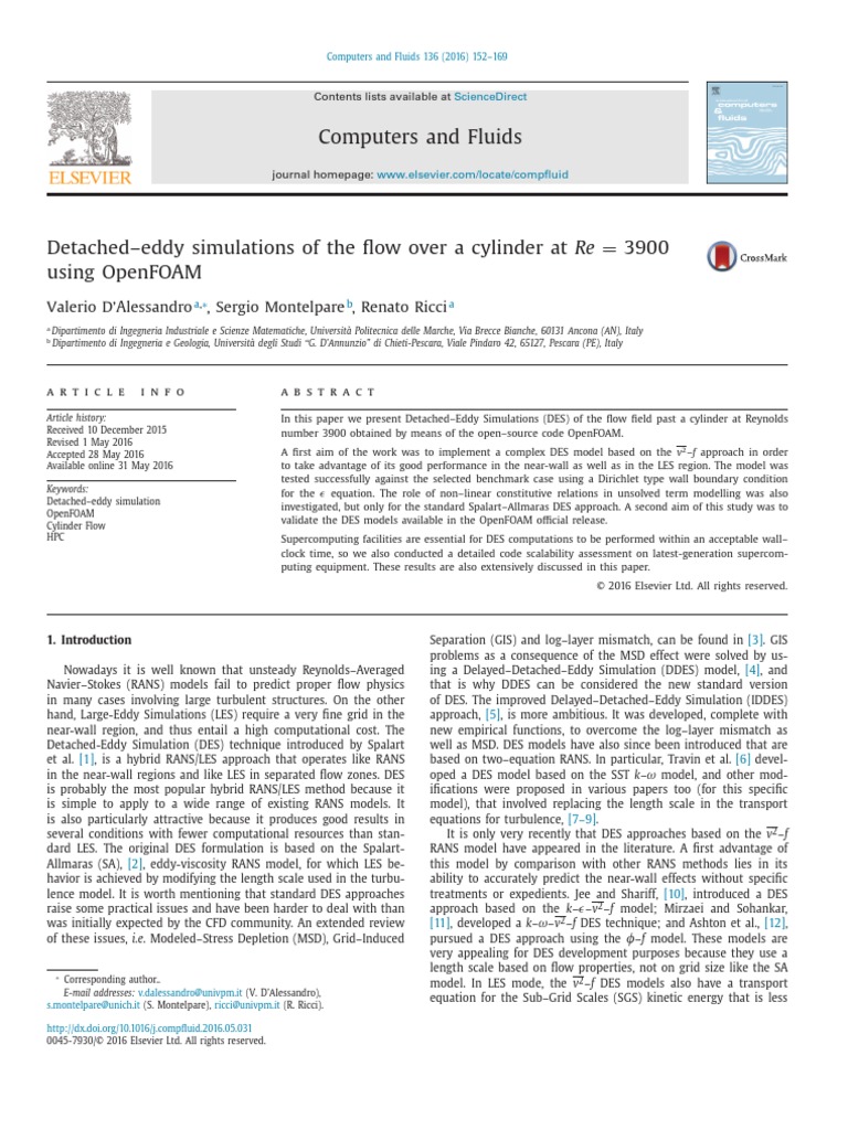 Detached-Eddy Simulations of The Flow Over A Cylinder at Re 3900 Using OpenFOAM | PDF | Boundary ...