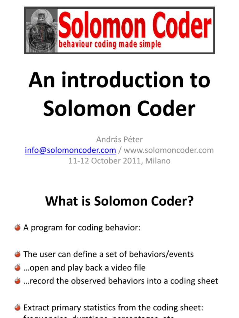 An Introduction To Solomon Coder: András Péter 11-12 October 2011, Milano | PDF | Computer Data ...