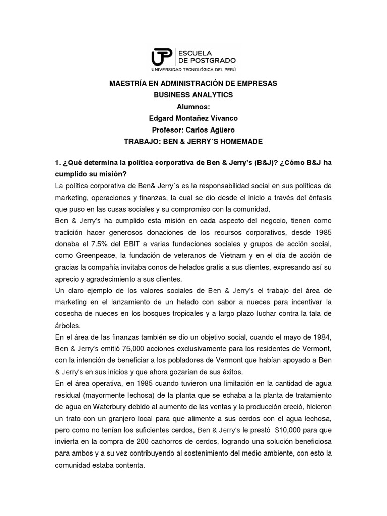 Caso Ben and Jerry | PDF | Producto (Negocio) | Economias