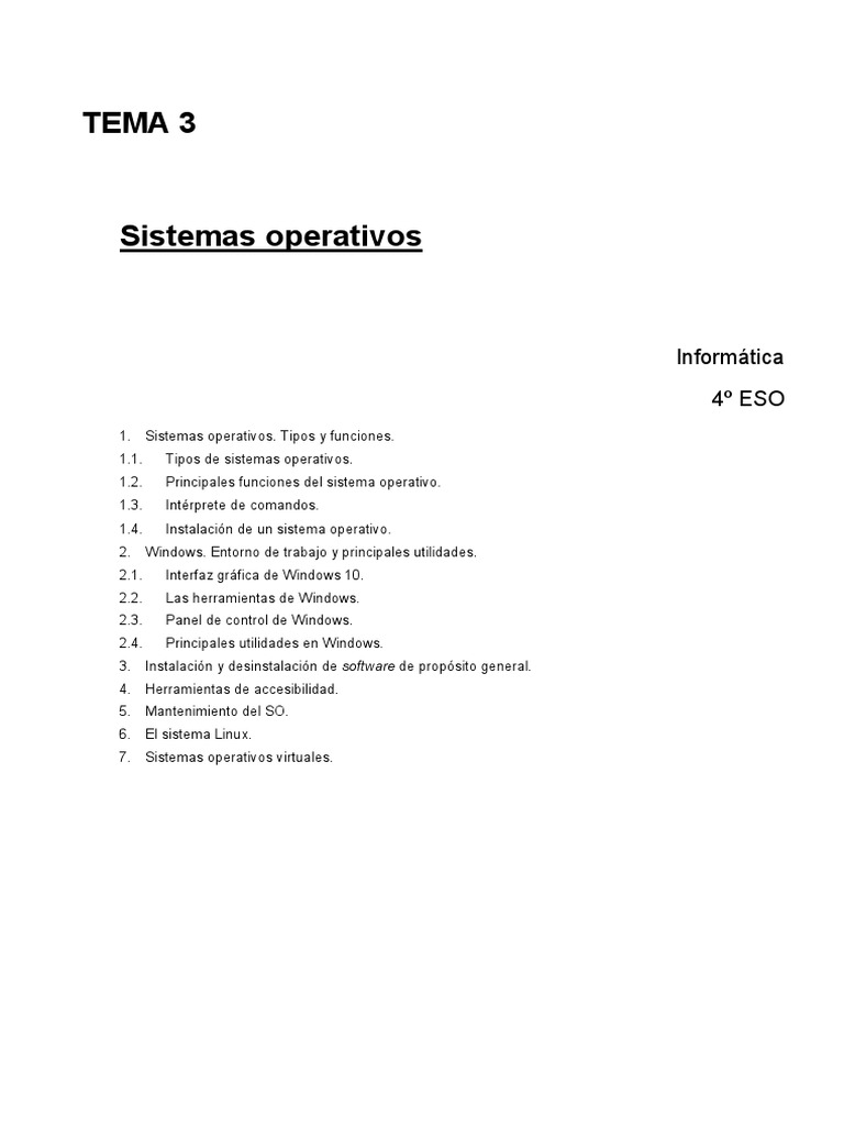 Tema 3: Informática 4º ESO | PDF | Distribución de Linux | Sistema ...