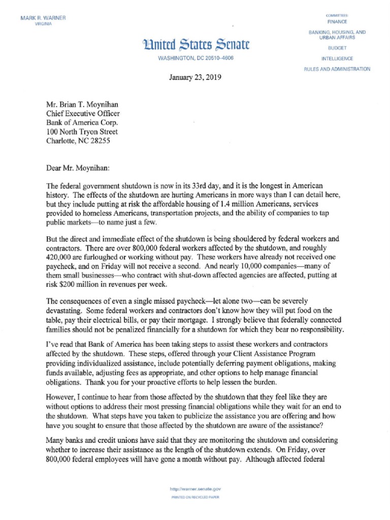 1.23.19 BoA Shutdown Letter | PDF