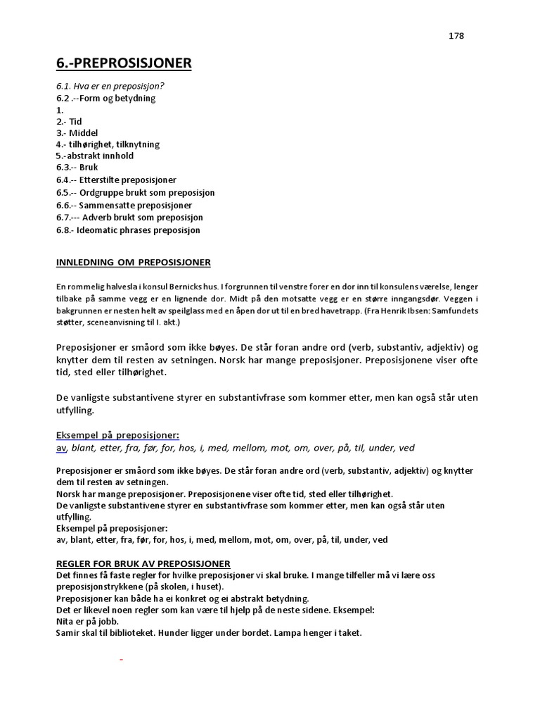 Preposisjonereksemplerisetninger