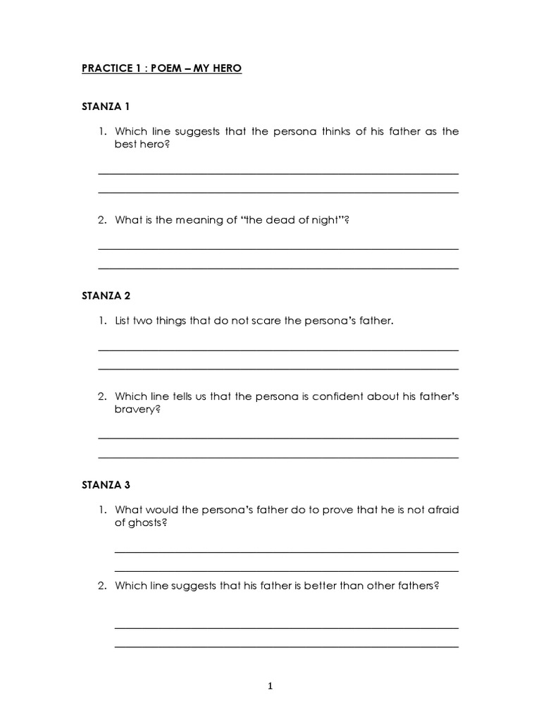 Practice Poem My Hero | PDF