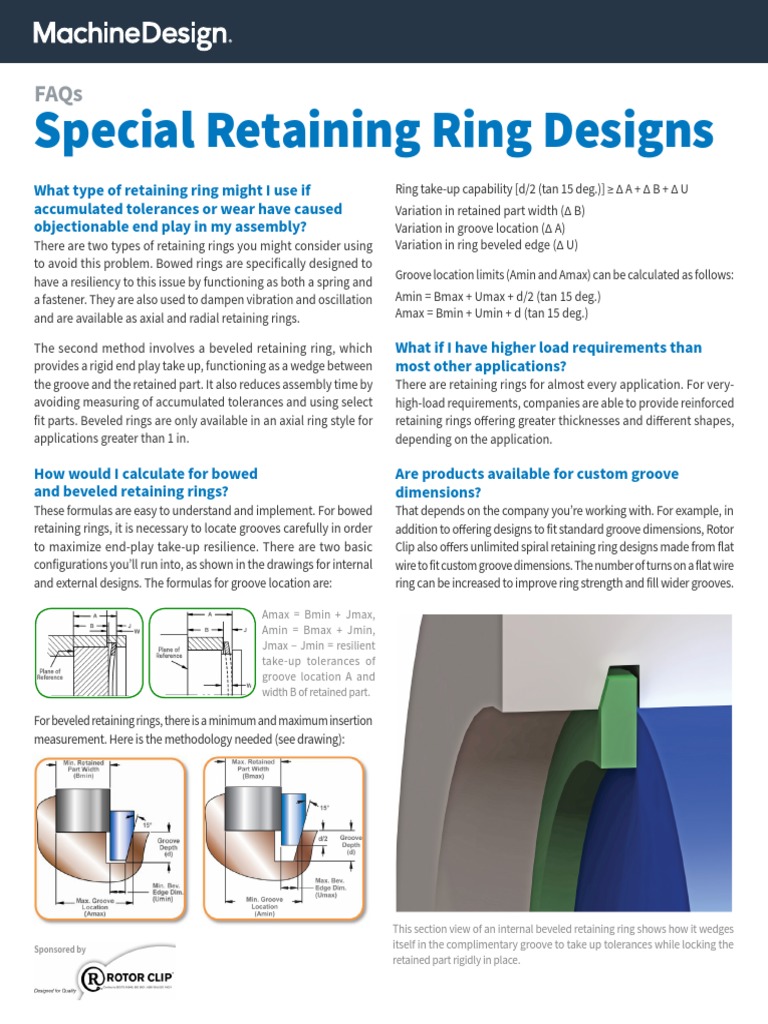 Special Retaining Ring Designs: Sponsored by | PDF | Manufactured Goods ...