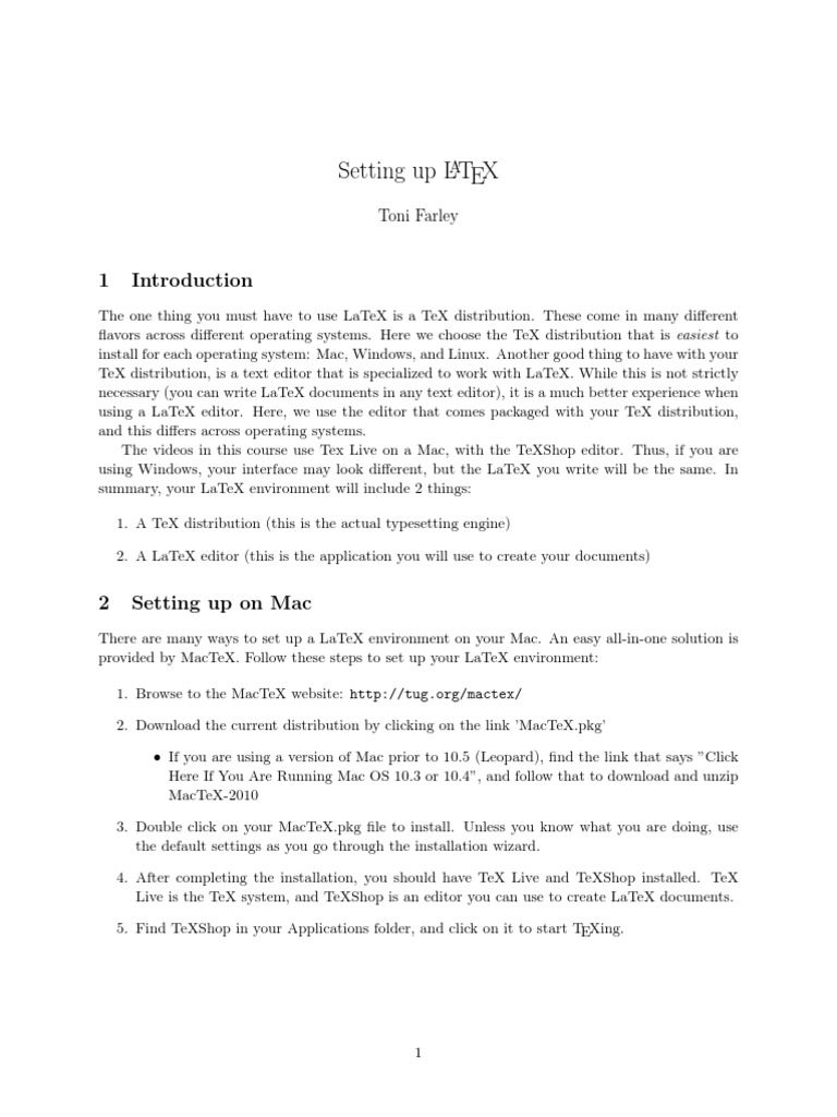 Setting Up L TEX | PDF | Te X | Linux