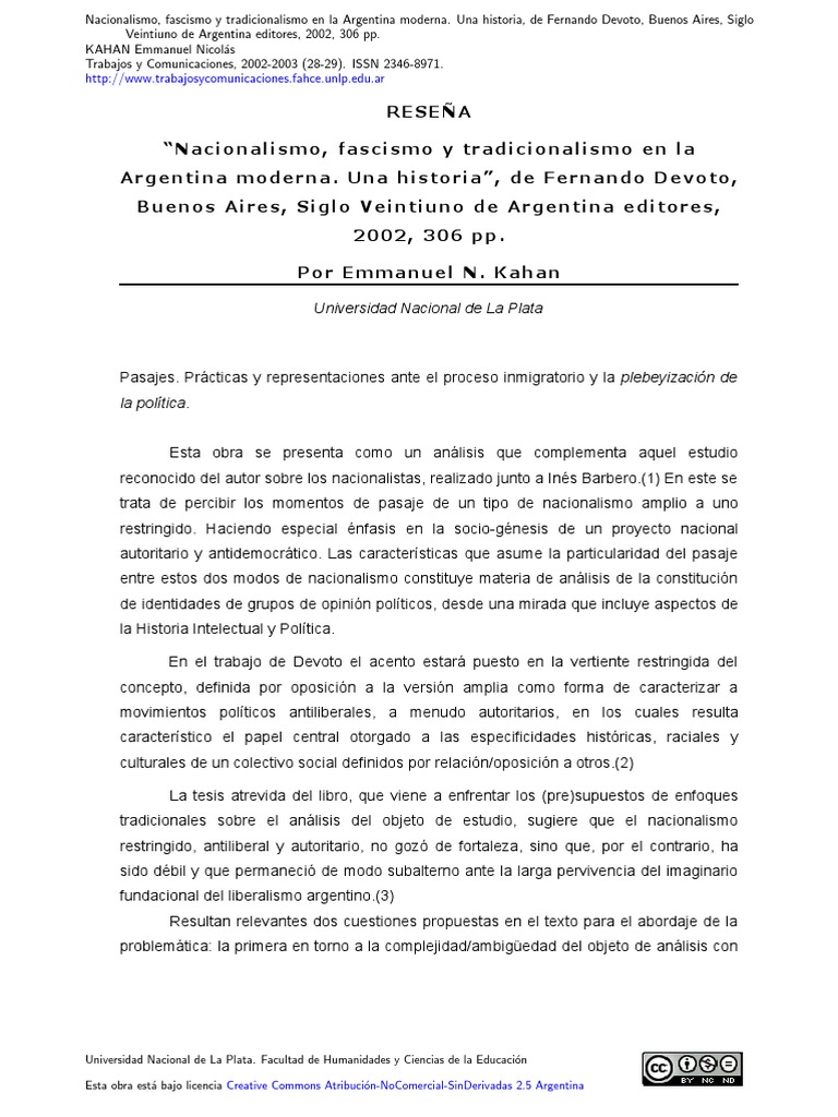 "Nacional Ismo, Fascismo y Tradicional Ismo en La PDF | PDF ...