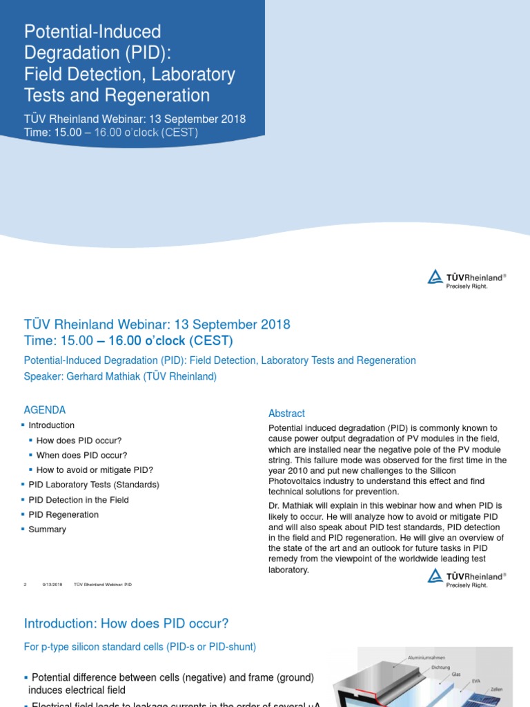 TÜV Rheinland Webinar Potential-Induced Degradation (PID) | PDF ...