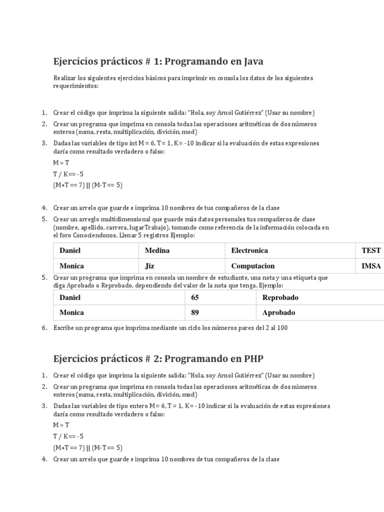 Ejercicios Prácticos PROGRA | PDF | Php | Entorno de desarrollo integrado