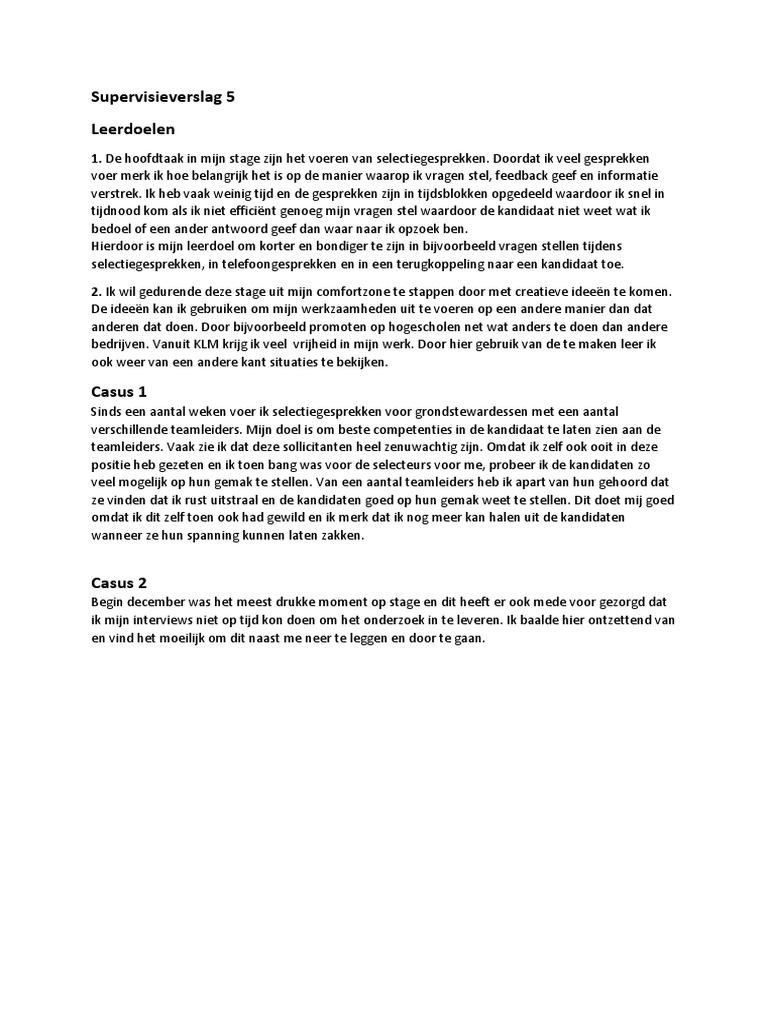 Supervisie Supervisieverslag 5 | PDF