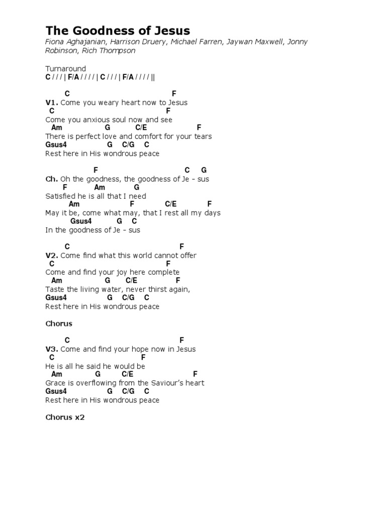 The Goodness of Jesus - C | PDF