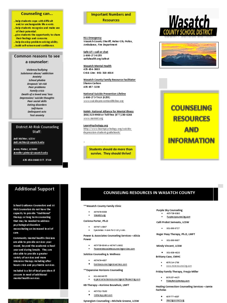Counseling Resources 18-19 | PDF | Mental Disorder | Anxiety
