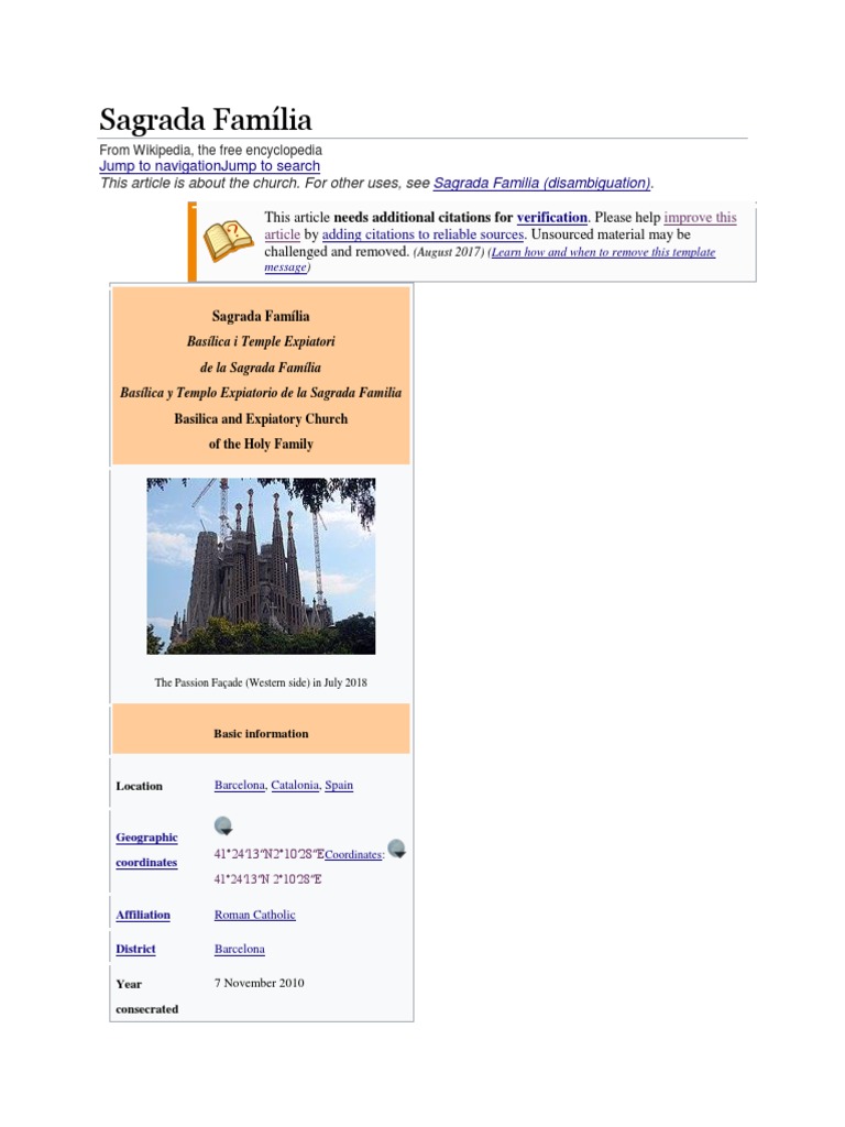 Sagrada Família: Jump To Navigationjump To Search | PDF | Architectural ...